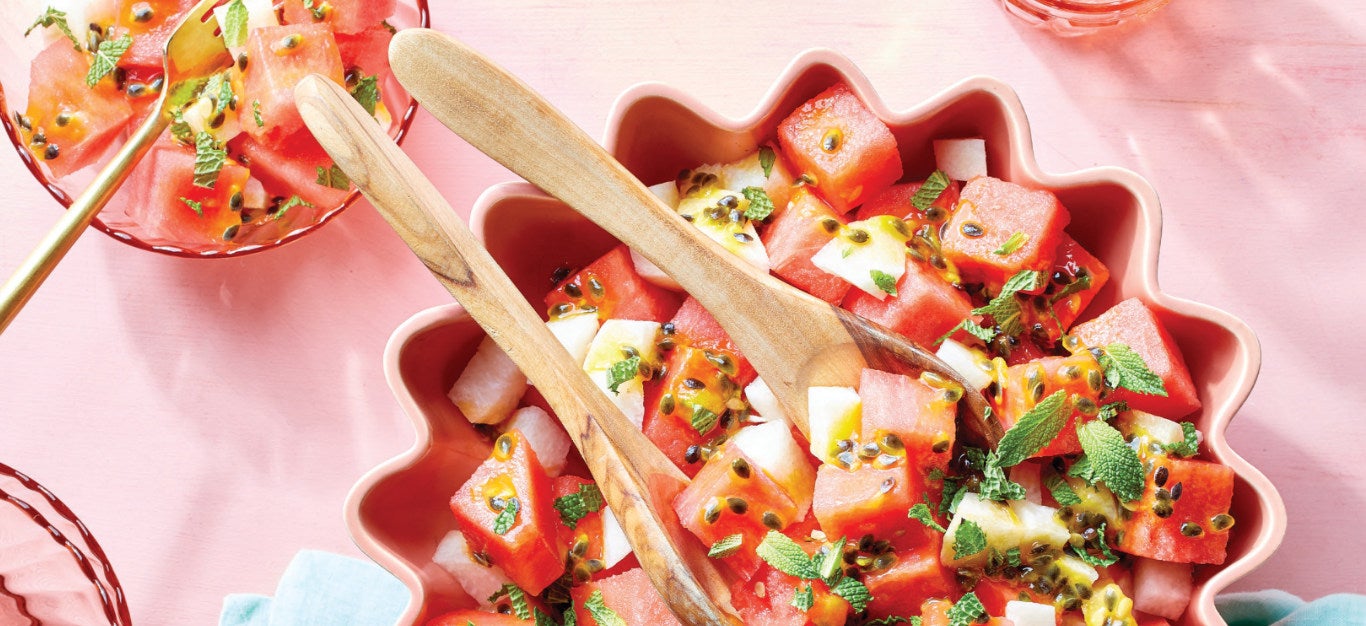 Watermelon Salad with Passion Fruit Dressing Recipe - Forks Over Knives