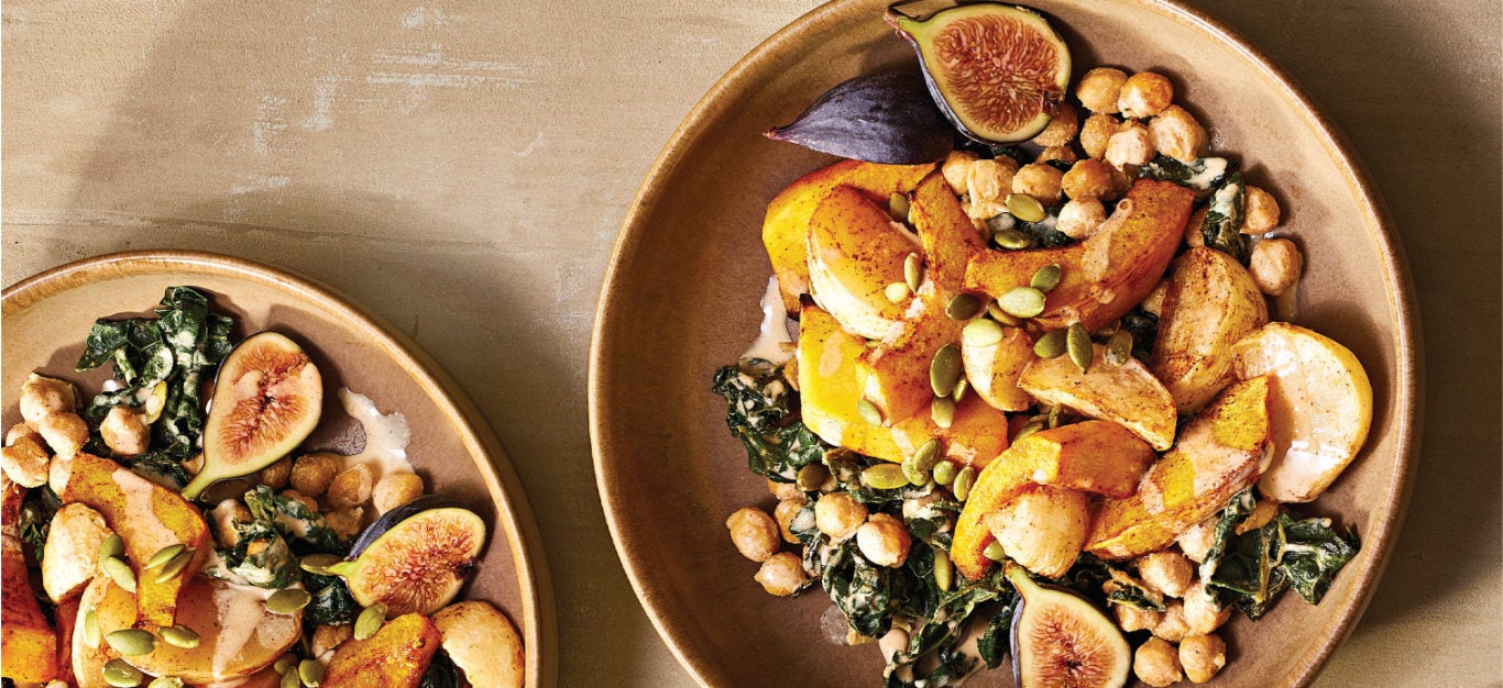 Kale and Spiced Pumpkin Salad with Figs Recipe - Forks Over Knives
