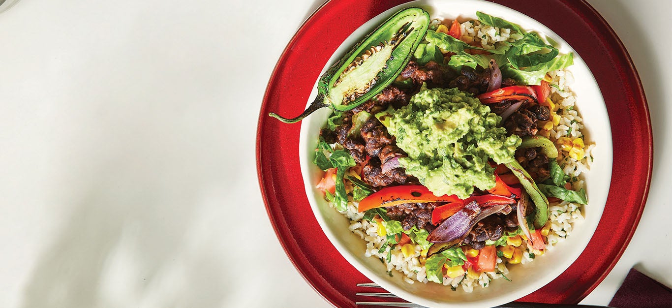 Veggie Burrito Bowl with Cilantro-Lime Rice Recipe - Forks Over Knives