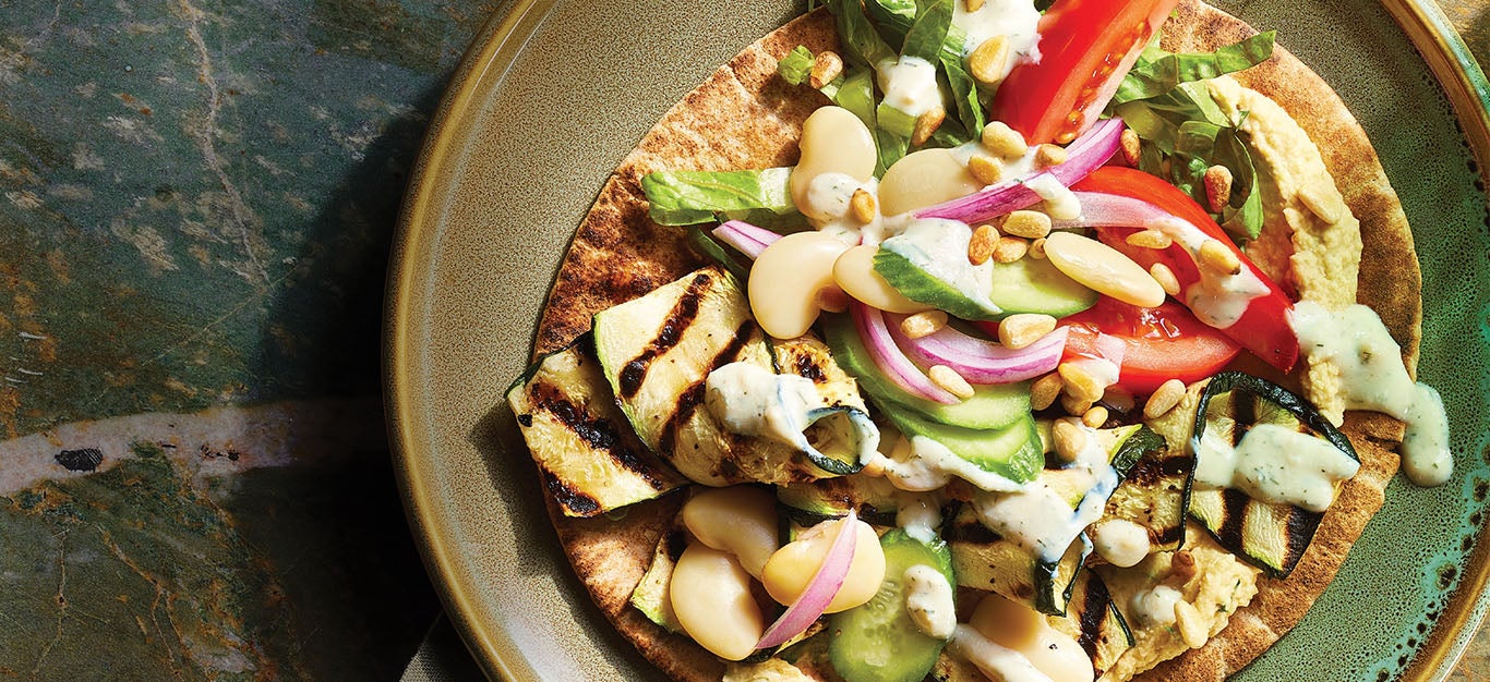 Vegan Gyros with Zucchini and Tzatziki Sauce Recipe - Forks Over Knives