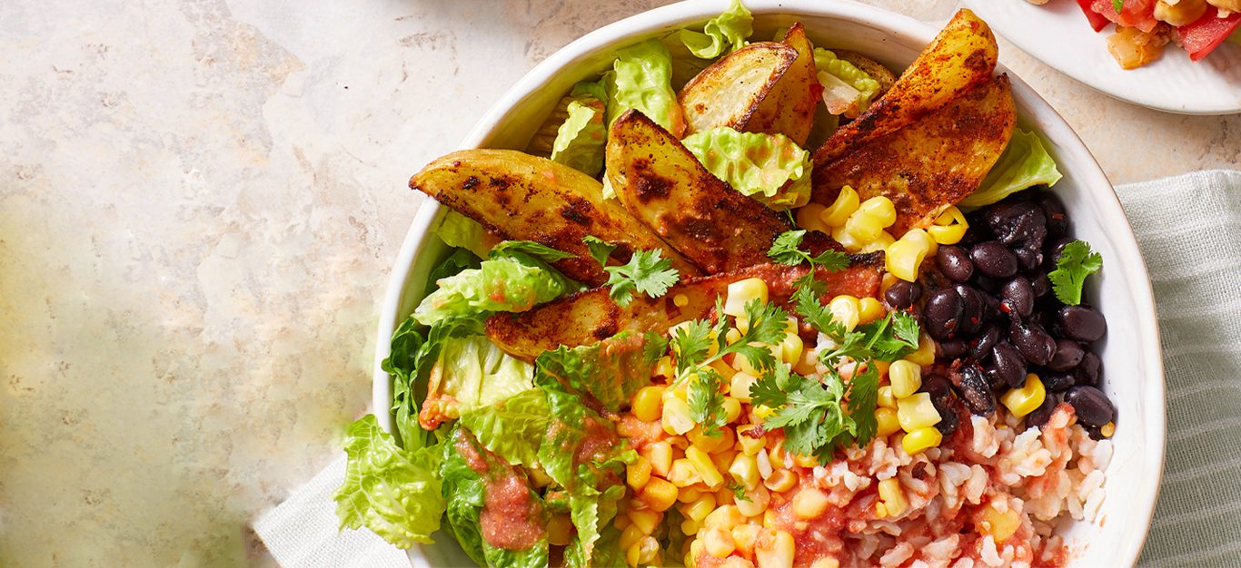 Potato Burrito Bowls with Salsa Fresca - Forks Over Knives