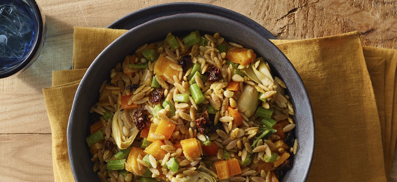 Orzo Salad with Kale Ribs Recipe - Forks Over Knives